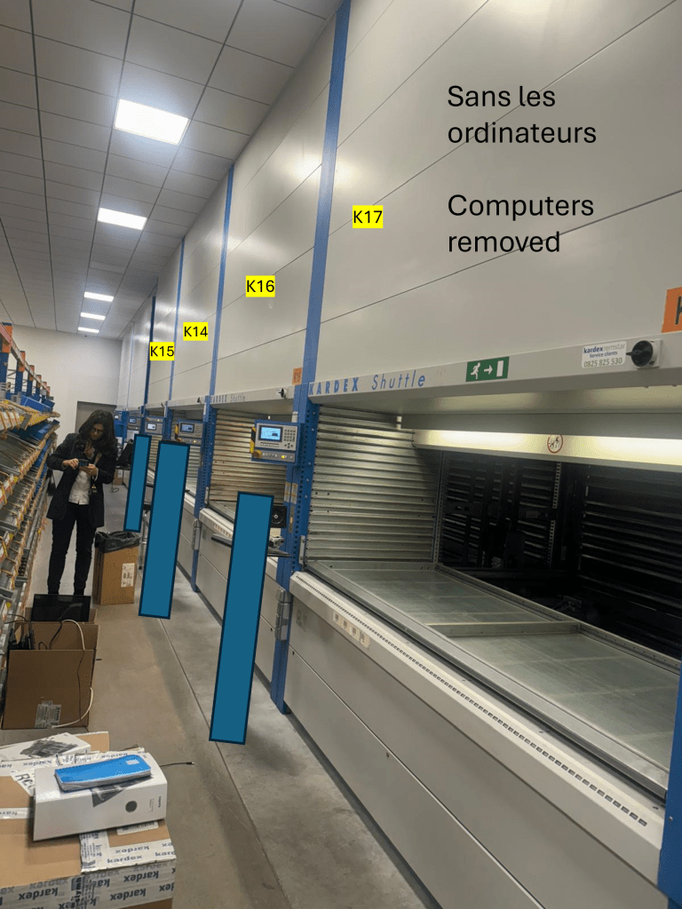 4 Stück Lagersytem Kardex Shuttle XP500 6m 40 Tablaren 500kg